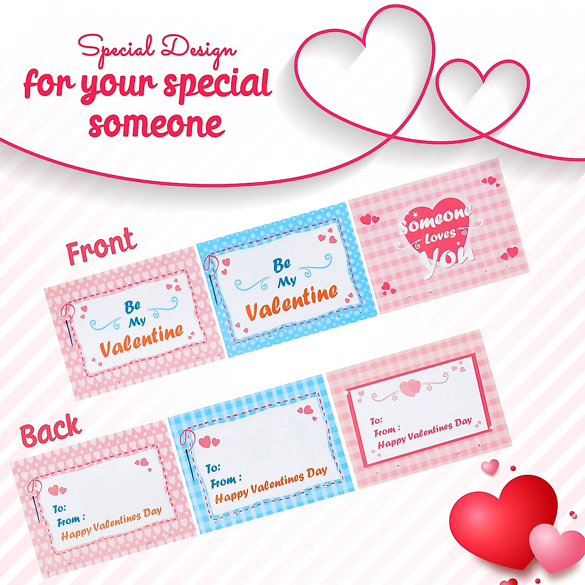 RGM CREATIONS Valentines Day Gifts for Kids Classroom - 48 Mochi Squishy Fidget Toys with 24 Adorable Valentine's Day Cards - Perfect for Classroom Exchanges and Party Favors