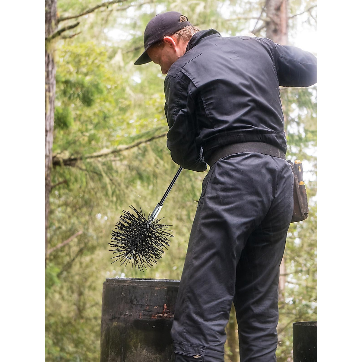 Chimney Cleaning Brush with Standard 1/4" NPT End Fitting- 6 Inch Fiberglass Chimney Brush for Cleaning Chimney Hearth Fireplace