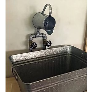 Rectangle Rustic Sink Galvanized Farmhouse Tub & (Jug Faucet)