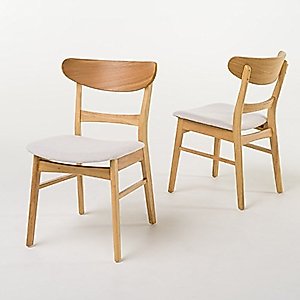 Christopher Knight Home Idalia Dining Chairs, 2-Pcs Set, Light Beige / Oak Finish