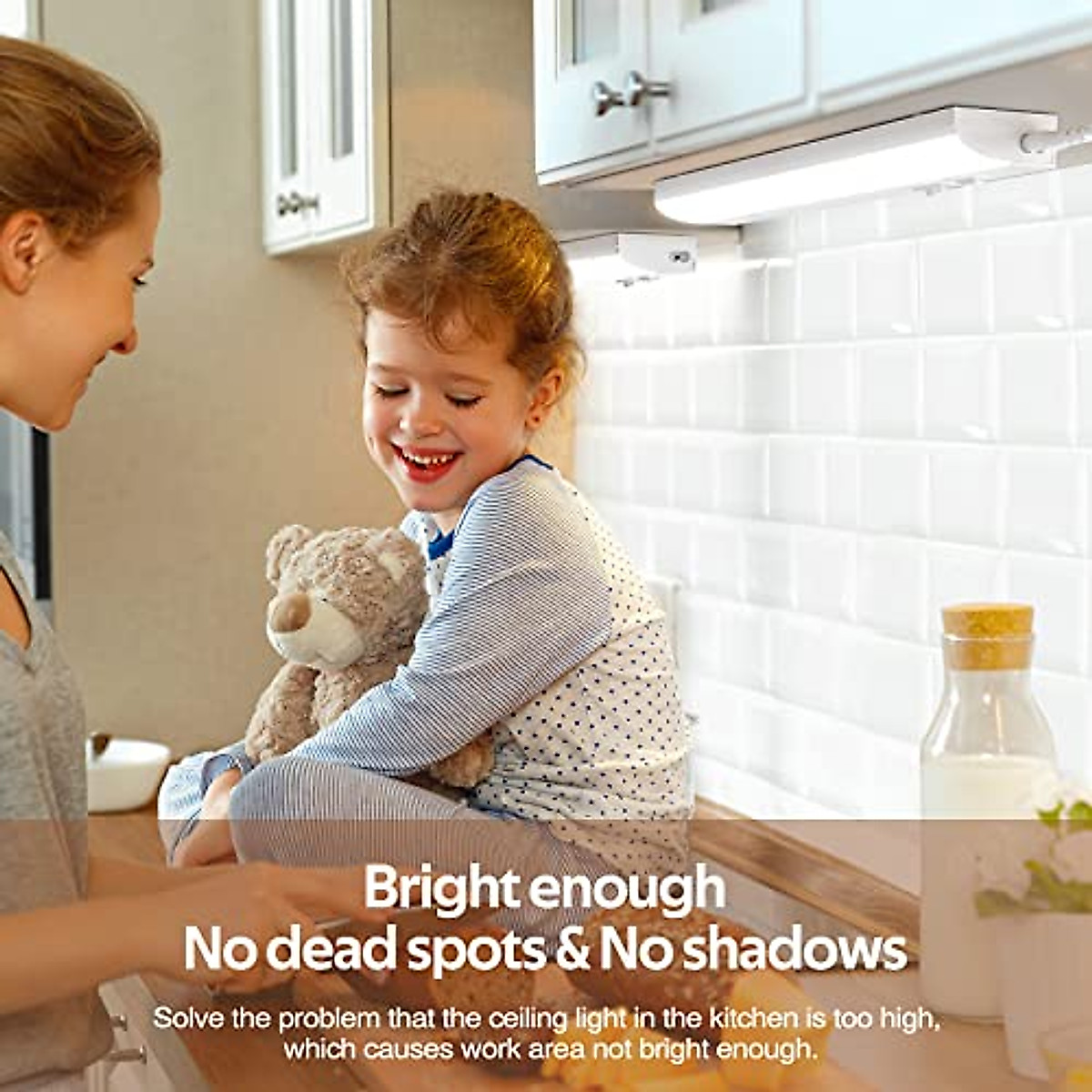 PESUTEN led Under Cabinet Task Lighting for Kitchen Plug-in Closet Light dimmable Under Cabinet Light 3 Color 3000K/4000K/5000K for Kitchen Garage Counter/Sink Area 12 inch