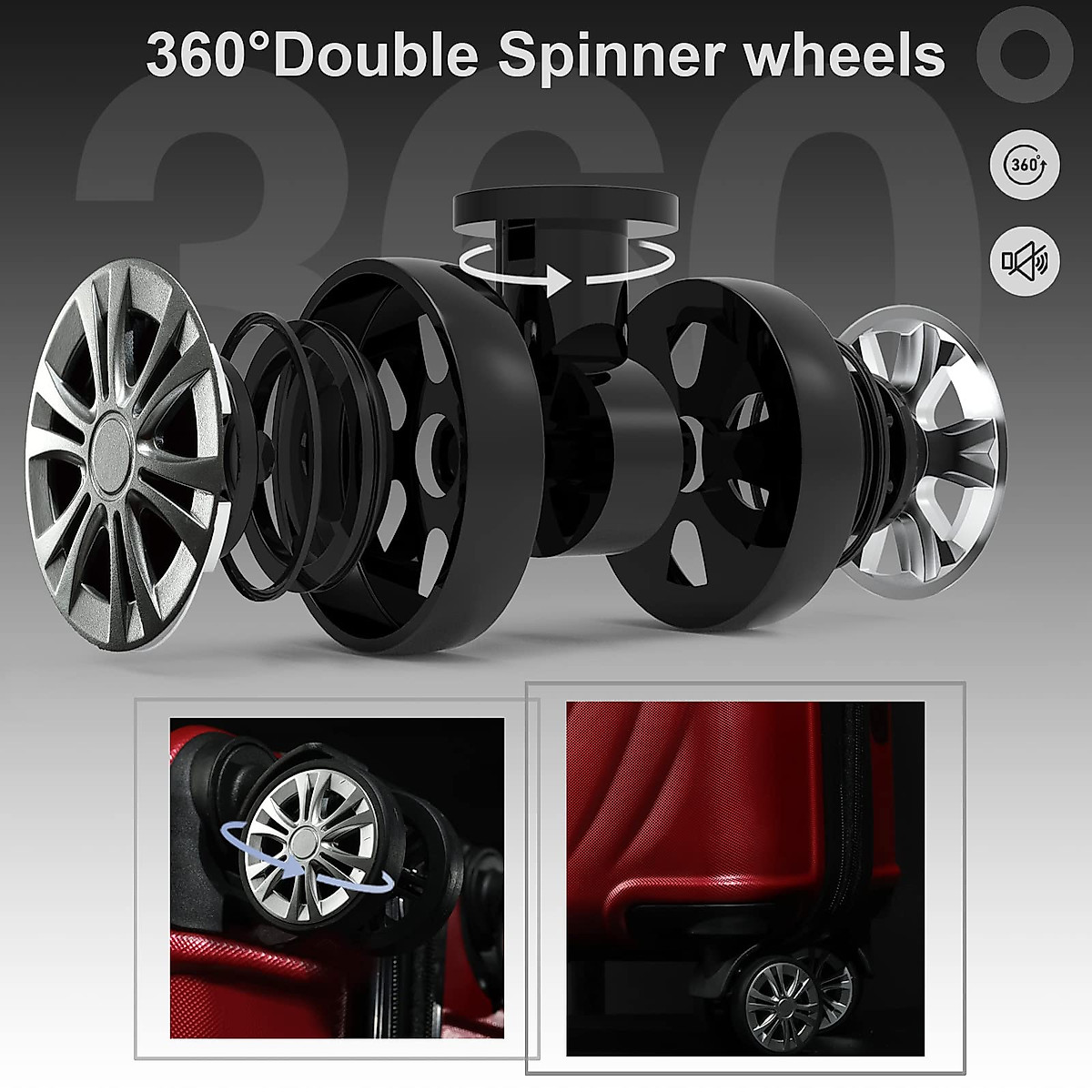 M Camel Mountain Luggage Sets 3 Piece Lightweight Durable Expandable Hard Shell Suitcase Set with TSA Lock Double Spinner Wheels (Red)