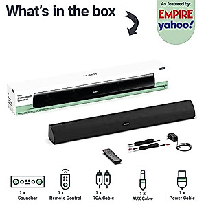 Majority Teton Sound Bar for TV | 120W Powerful Stereo 2.1 Channel Sound | Home Theatre 3D Soundbar with Built-in Subwoofer | HDMI ARC, Bluetooth, Optical, RCA, USB & AUX Playback and Remote Control