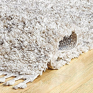 nuLOOM Brooke Shag Tasseled Area Rug, 8x11, Ivory