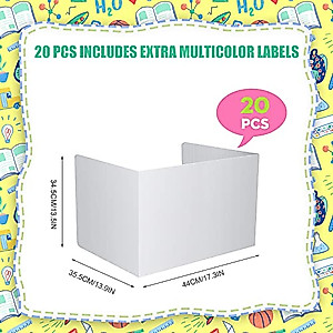 20Pcs 14 x 17.5 x 14 Inch Plastic Privacy Boards for Student Desks Boards Durable and Waterproof Folders Shields Test Desk Dividers Classroom Privacy Boards for School Study Teacher Supplies(White)