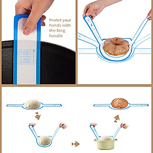 2 Pcs Silicone Baking Mat for Dutch Oven Bread Baking, 8.3 In Circular Bread Baking Mat with Long Handle to Turn Dough Easily, Reusable, Easy to Clean (Orange+Blue)