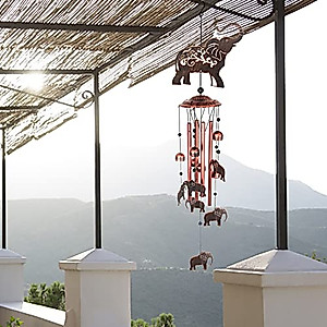 Iwaiting Outdoor Elephant Wind Chimes for Outside with Relaxing Rich Sound, Memorial Windchimes Gifts for Mom,Great Gift for Your Own Patio, Porch, Garden, and Backyard.