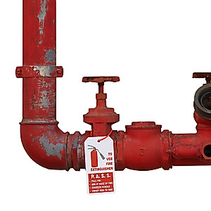 Outus 50 Sets Fire Extinguisher Monthly Inspection Tags 4.2 x 2.1 Inch Fire Extinguisher Record Labels with Adjustable Wire Ties Maintenance Waterproof Tags Recharge and Inspection for Indoor Outdoor