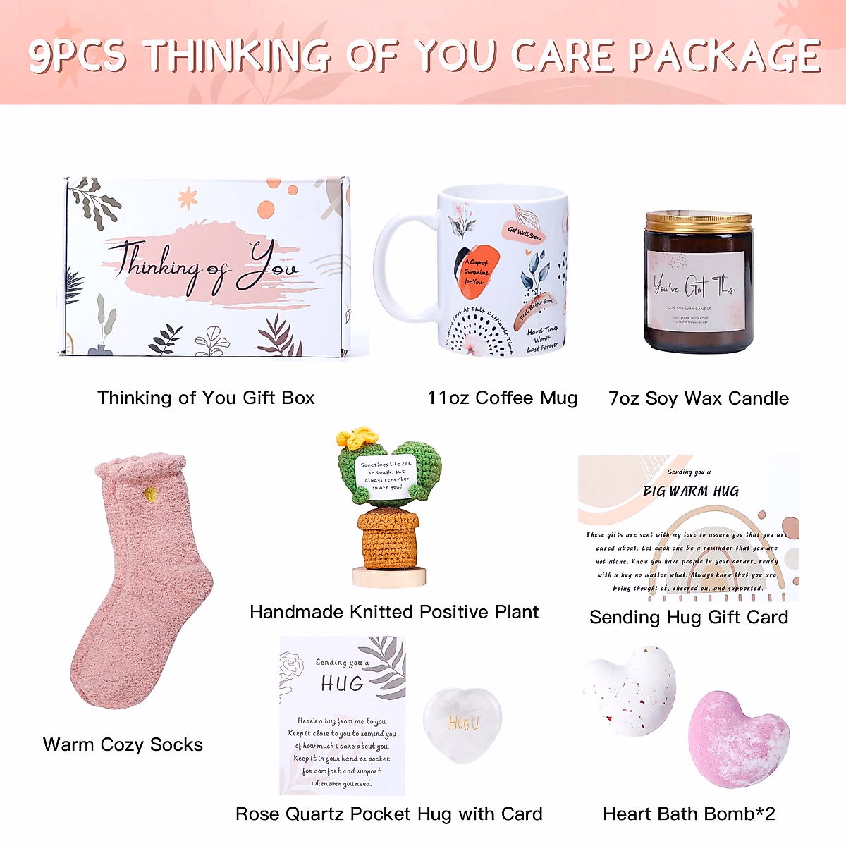 Thinking of You Gifts for Women - Get Well Care Package Gift Baskets After Surgery - Sending Hug Comfort Encouragement for Sick Loss Tough Time