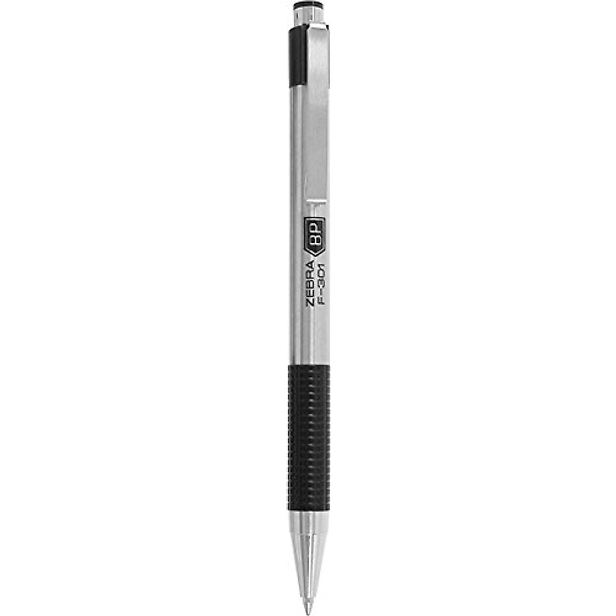 Zebra Pen F-301 Retractable Ballpoint Pen, Stainless Steel Barrel, Fine Point, 0.7mm, Assorted Ink, 9-Pack