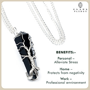 Handcrafted Crystal Pendant & Necklace; Spiritual Healing Crystal Necklace Pendant; Crystal Jewellery Protection Necklace (Rose Quartz, Amethyst, Green Aventurine, & Black Obsidian Double Point