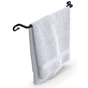 Stur-De Wrought Iron Towel Holder - Rustic Towel Rack for Bathroom or Kitchen, Wall-Mount Black Iron Towel Bar for Bath Towels - Decorative Black Towel Bar for Farmhouse-Style Home - 21 x 3 x 2 Inches