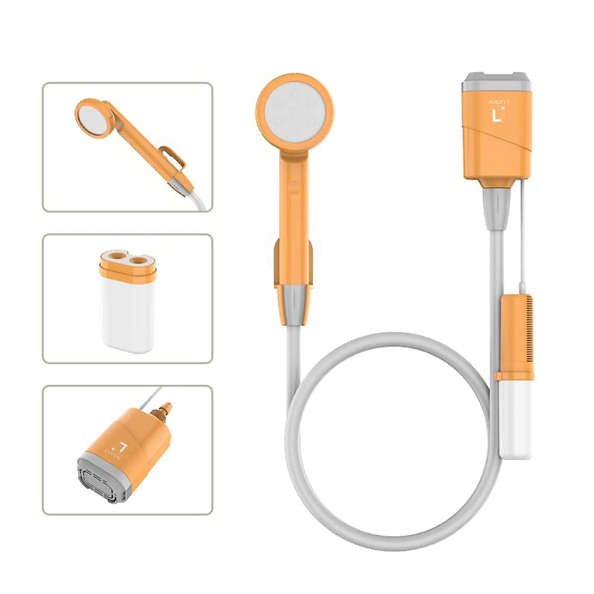 Portable Camping Shower, Handheld Camp Pump with Rechargeable 4400mAH Battery and 130LM Lighting Device for Outdoor Camping,Hiking,Traveling