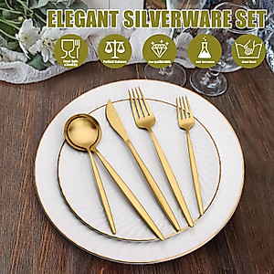 20 Piece Gold Silverware Set for 4, Terlulu Stainless Steel Flatware Set, Gold Cutlery Set Utensils Set, Tableware Include Forks Knives Spoons for Home Kitchen Restaurant Wedding, Satin Finish