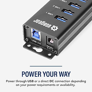 4-Port USB 3.2 Gen 1 Mountable Charging and SuperSpeed Data Hub with 5V/2A Power Adapter and USB Type-A to Type-B Cable Up to 900mA per Port Charging Function Wall and Surface Mounting