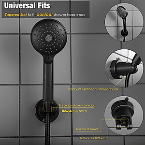 Handle held Shower Head Holder Suction Cup - Retachable - 5 Positions Adjustable - Bathroom Wall Mounted Shower Hose Holder - (Matte Black)