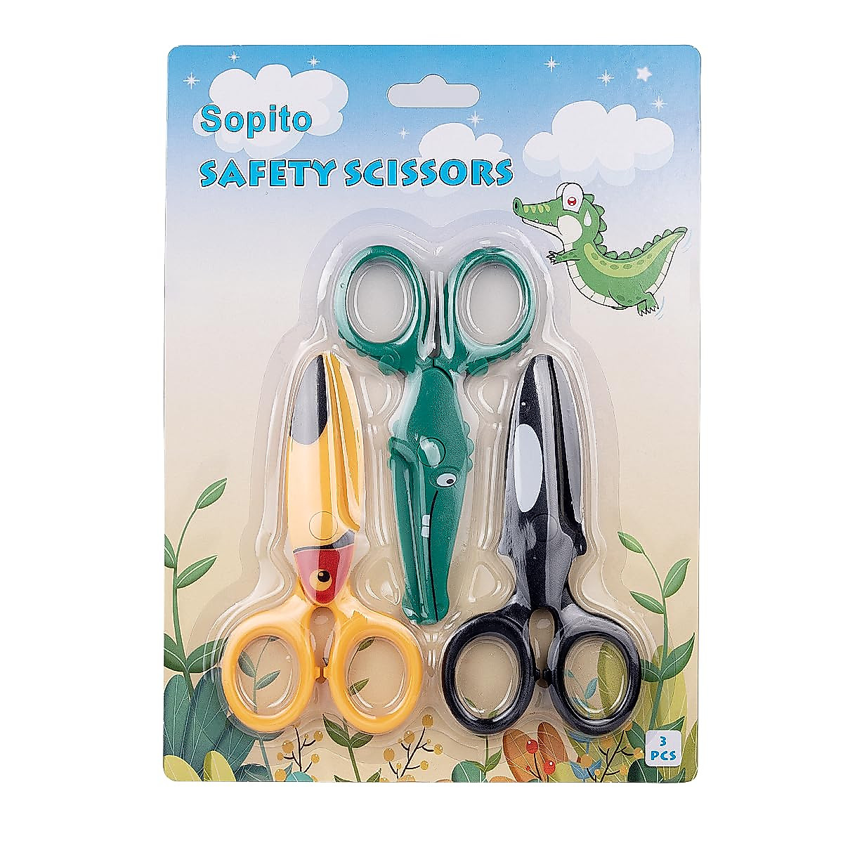 Sopito 3PCS Children Safety Scissors Toddler Craft Scissors Preschool Training for Kids Cutting Paper