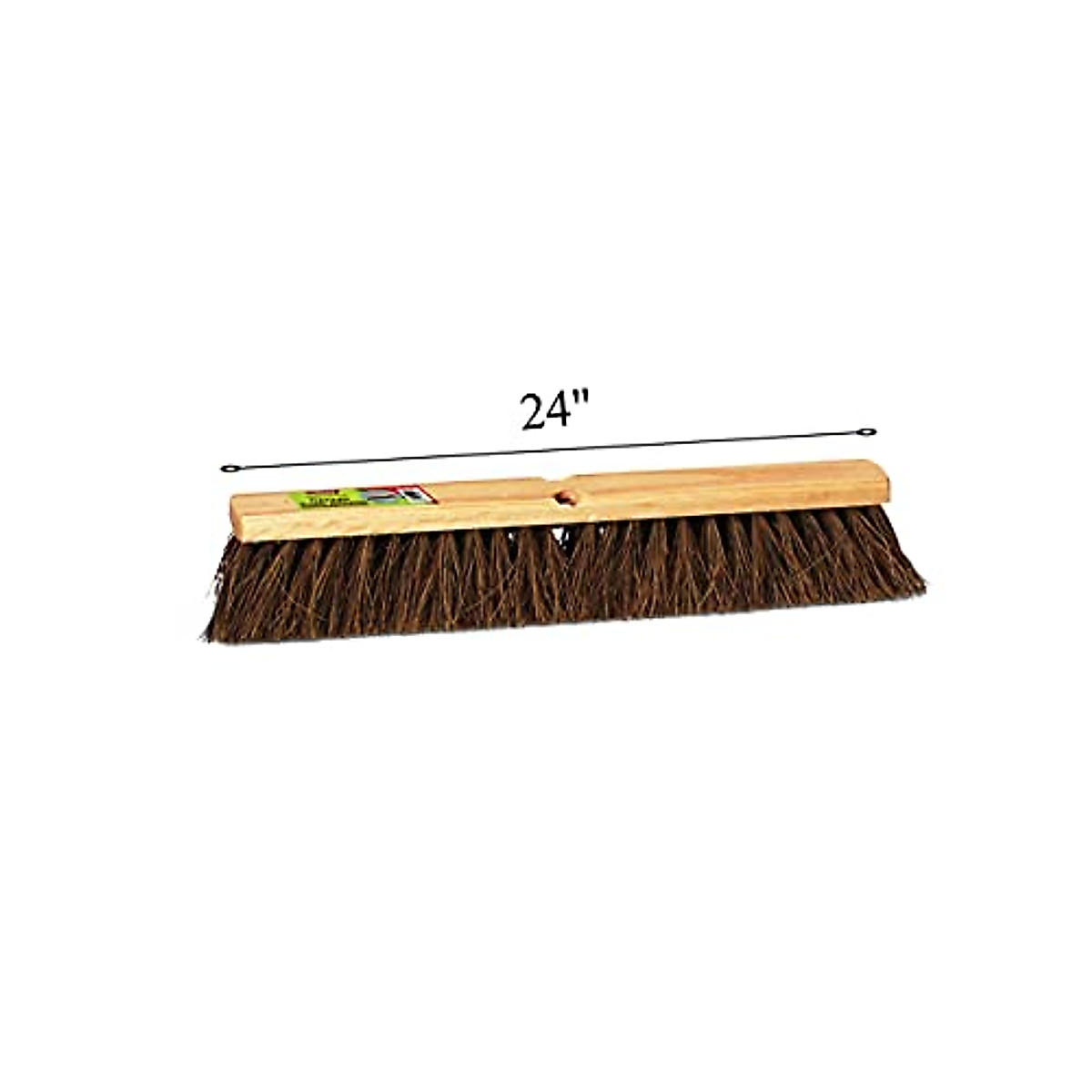 Unvert Push Broom Indoor and Outdoor Floor Sweep Use, 24 Inch, Heavy Duty Hardwood Block, Palmyra Bristles Scrub Brush, Two Threaded Handle Holes, Cleaning Broom for Patio Garage, Deck, Or Home Use