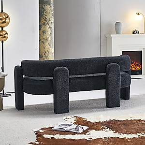 Homtique 75" Modern Sofa for Living Room, Upholstered Boucle Sofa Unique Design Sofa for Bedroom, Contemporary Style Settee Bench Small Couches for Small Spaces, Dark Grey