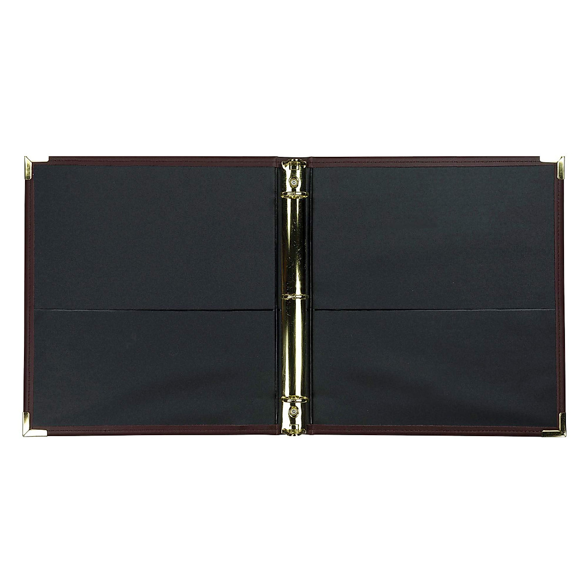 Hemingway Classic Collection Executive Presentation 3 Ring Binder, Round Ring 1 Inch Capacity with Brass Ring Metal and Brass Corners (Brown)