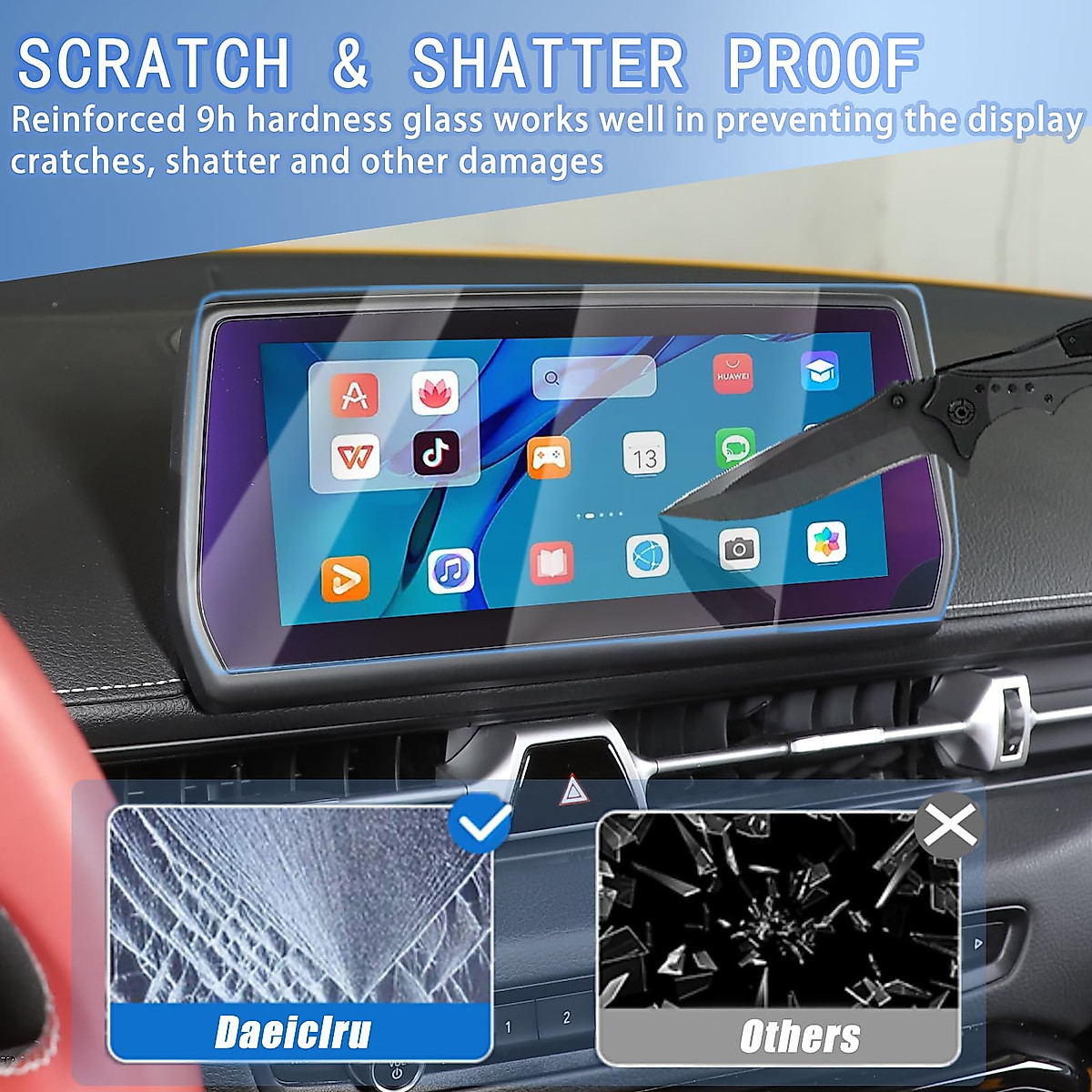 Daeiclru Screen Protector Fit for Toyota Supra GR A90 A91 MK5 2019-2022, Navigation Display Protective Film, HD Clear Tempered Glass Anti-Scratch Protective Film Supra Accessories