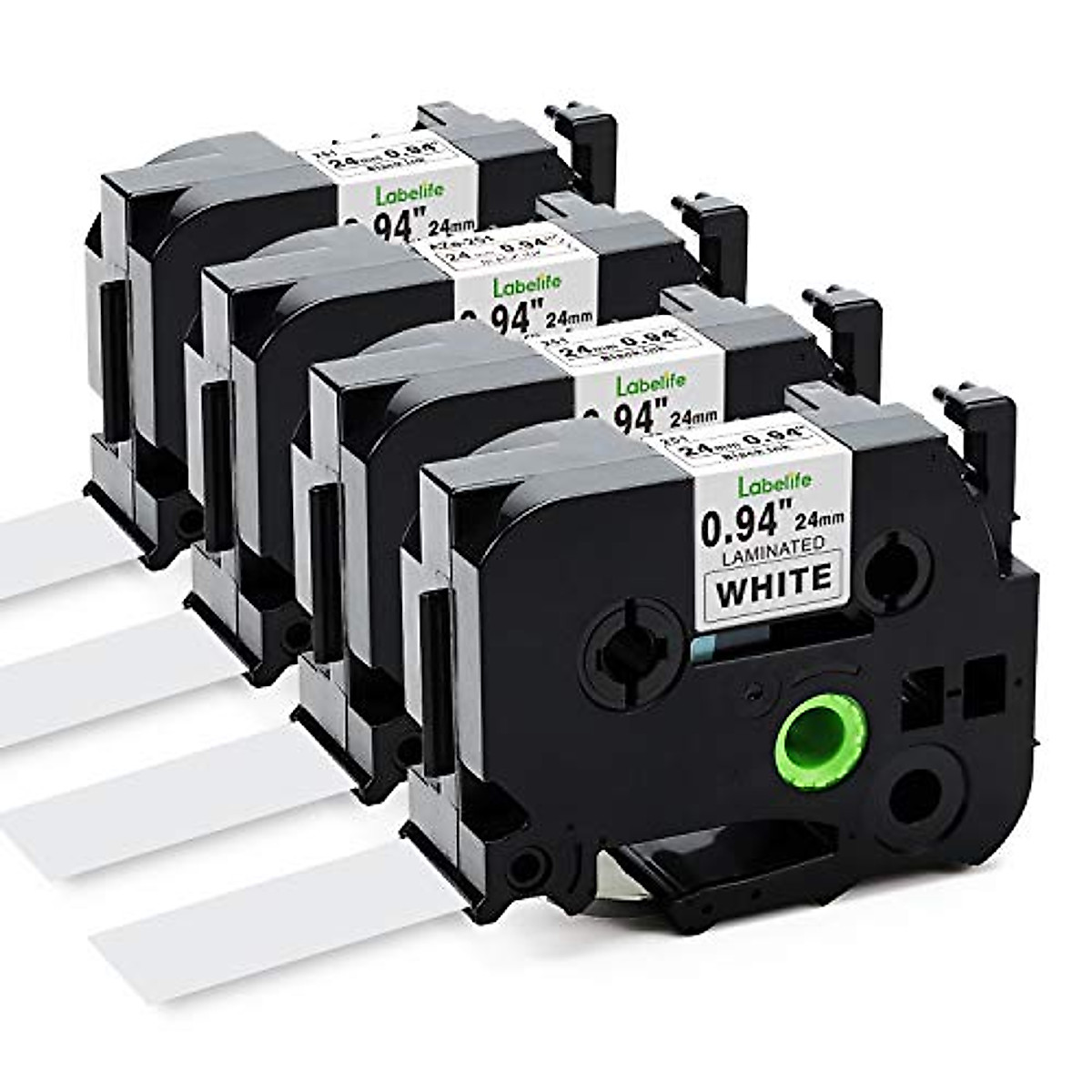 Labelife Compatible with Label Tape Replacement for Brother P Touch 18mm Label Tape TZe-641 Black on Yellow and Replace 24mm Label Tape TZe-251, Black on White (Total 8-Pack)