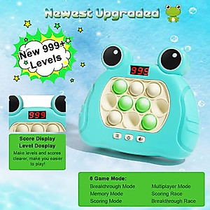 olloiig Pop Fidget Kids It Games Toy,Fast Push Bubble Game Console with LED Screen for Kids 8-12,Handheld Quick Push Game,Autism Sensory Toys,Birthdayxmas Gifts for Boys,Girls,Adults (Frog Blue)