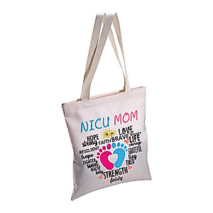 MBMSO NICU Mom Gifts Preemie Mom Gifts NICU Gifts for Mom Tote Bag NICU Awareness Gift for Mommy Premature Birth New Mom Gift (NICU MOM TB)