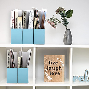15 Pack Cardboard File Holder Organizers Blue Magazine File Holder Cardboard Document Rack Magazine File Srorage Magazine Storage Contains for Home Office School Desktop Supplies