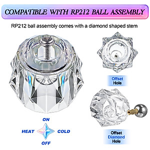 Dreyoo Faucet Handle Compatible with Delta Faucet RP2391, Single Clear Knob Handle Kit with Offset Hole for Shower/Tub, 2-1/2" x 2-1/8" Faucet Knob Replacement, Clear Acrylic Finish (1 Pack)