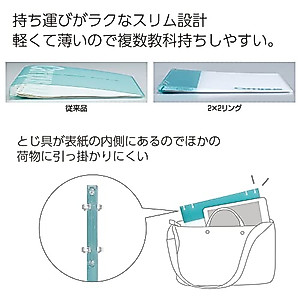 Kokuyo Campus Refillable Notebook, B5 2x2 Slim Ring Binder Notebook with Customizable Title Page, 40 Sheets Capacity. Suitable for 26 Holes Loose Leaf Paper, Pink (RU-NP704P)