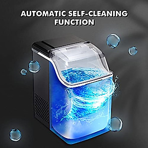 Nugget Ice Makers with Soft & Chewable Pellet Ice Countertop Self-Cleaning Compact Ice Machine 44Lbs/24H with Ice Scoop and Basket Suitable for Home Kitchen Office Bar Party