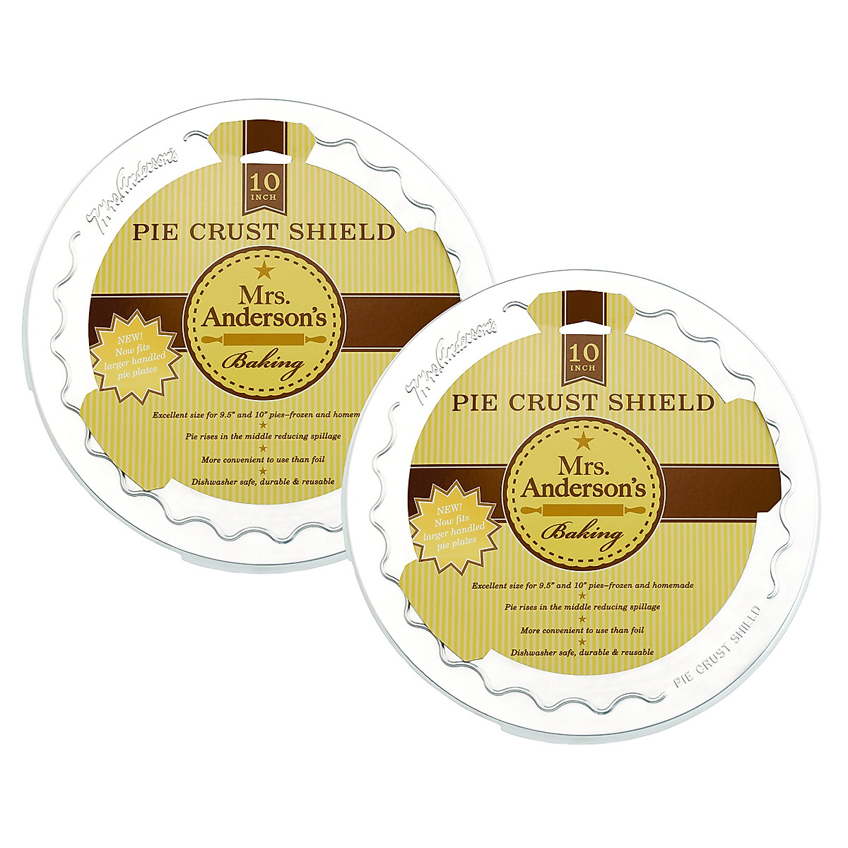 Mrs. Anderson's Baking Pie Crust Protector Shield, Fits 9.5 and 10-Inch Plates, Set of 2