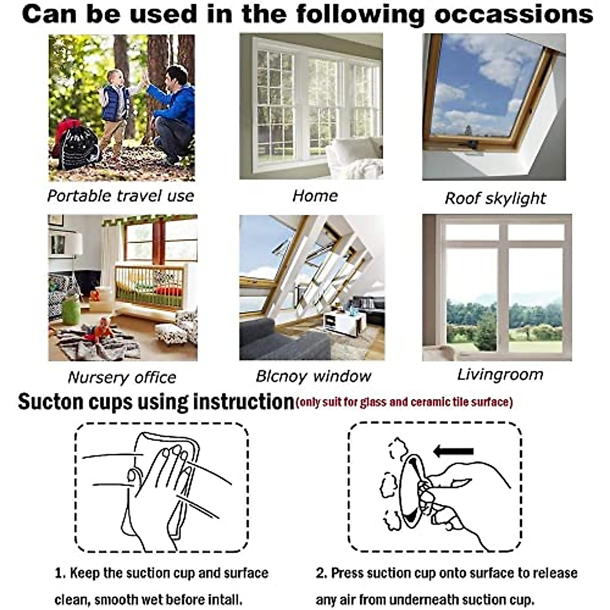 DREAM ART Anywhere Portable Blackout Curtain/Adjustable Blackout Shades/Temporary Blackout Blinds with Suction Cups for Nursery,Children Kids Bedroom or Travel Use,Black,1 pc W51xL71Inch(130X180cm)