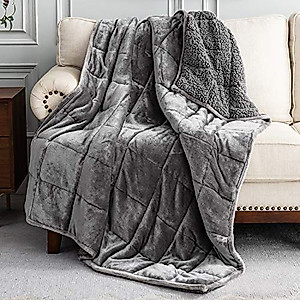 Uttermara Weighted Blanket Queen Size 15lbs 60x80 inches, Sherpa Weighted Blankets with Soft Plush Fleece, Cozy Warm Sherpa Snuggle Thick Heavy Blanket Great for Sleep and Calming, Grey