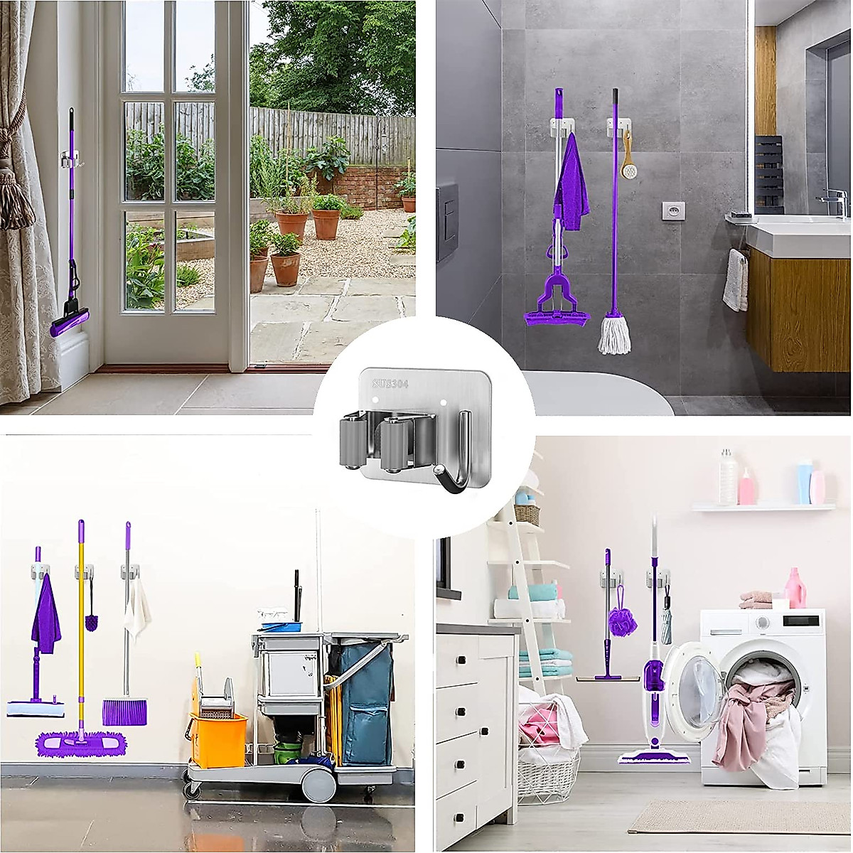 Mop Holder Hook, Silver