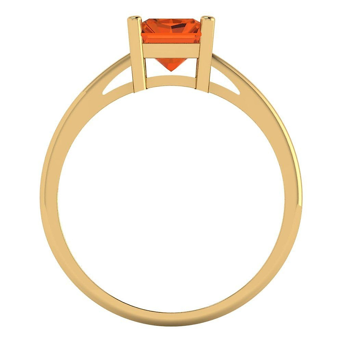 Clara Pucci 2.0 ct Emerald Cut Solitaire Red Simulated Diamond Engagement Bridal Promise Anniversary Ring 18K Yellow Gold Size 10