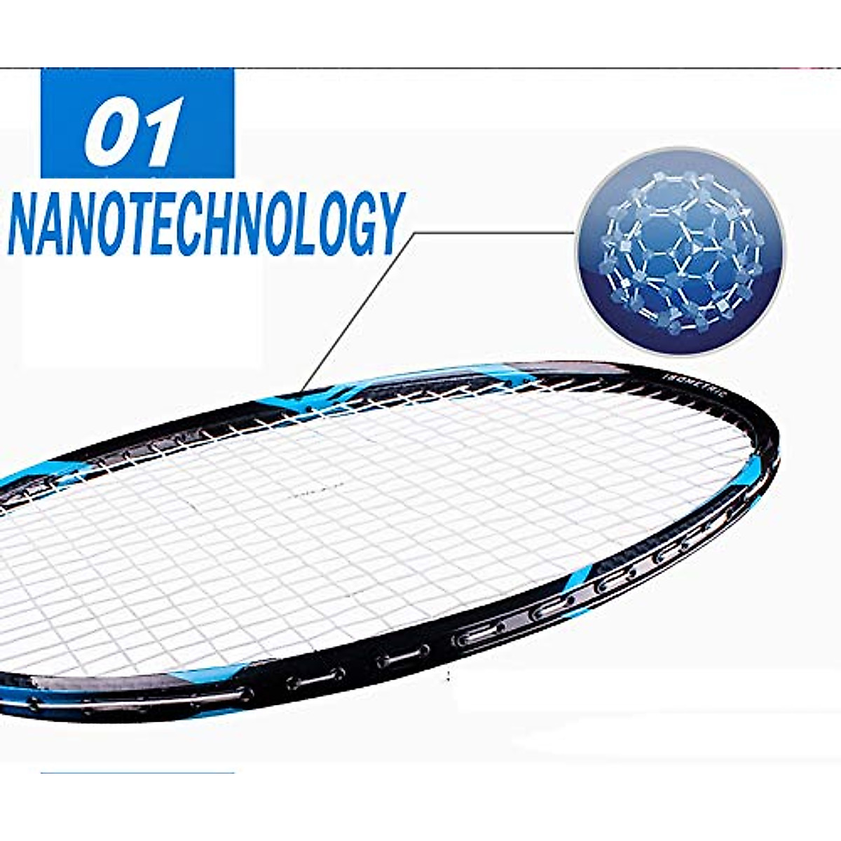 Senston - 100% Carbon Fiber Badminton Racquets Set - includes 1 Badminton Bag / 2 Rackets / 2 Grips (Blue + Yellow)