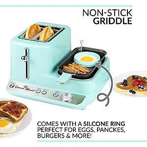 MONIK Classic Retro 3 in 1 Breakfast Station, 2 Wide Slot Toaster with Adjustable Bake Controls, 6 Capacity Egg Boiler