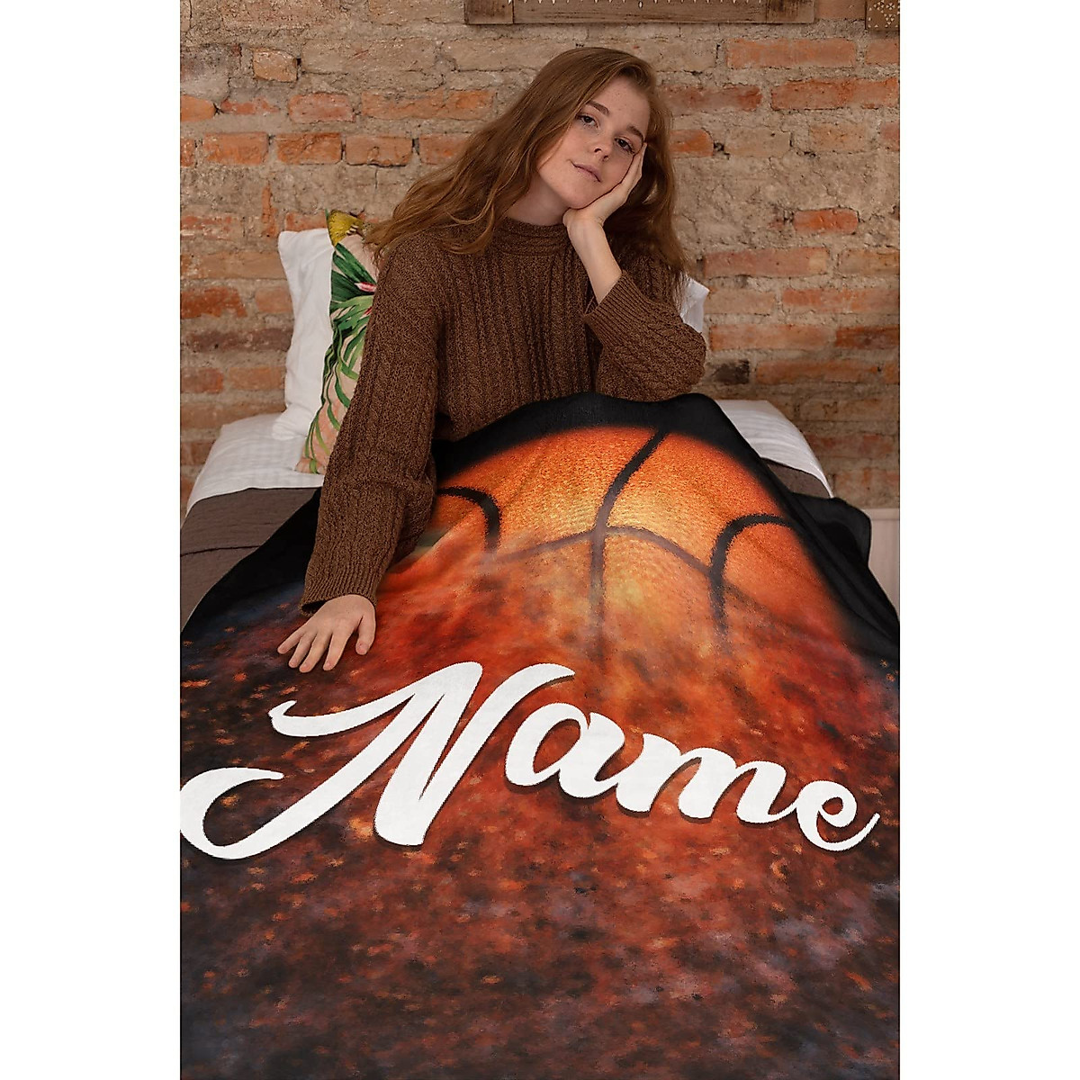 Softerhug Basketball Custom Name Custom Blanket with Words Soft Customized Birthday Throw Personalized Gifts Family Mom Kids Dogs Friends or Lover 60 in x 50 in Medium Teen