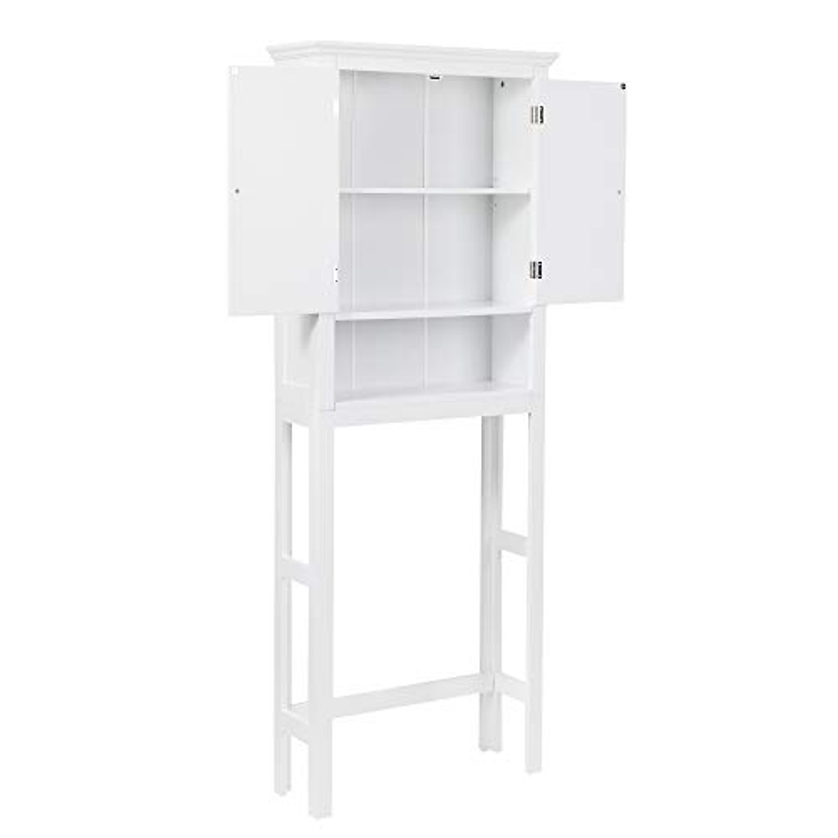 Glitzhome Bathroom Over-The-Toilet Space Saver Storage with Shelf and 2-Door Cabinet, 68" H, White