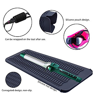 HeatHeat Resistant Silicone Mat Pouch for Flat Iron, Curler Wand, Hot Waver, Salon Tools Appliances, Portable Styling Heat mat, Curling Iron pad Cover, Hair Straightener Travel Bag Case (1Pink)