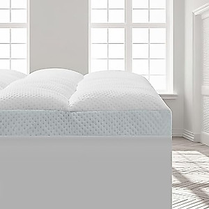 MASVIS Dual Layer 4 Inch Memory Foam Mattress Topper California King Size, Medium Support, 2 Inch Cooling Gel Memory Foam & 2 Inch Viscose Made from Bamboo Pillow Top Cover for Back Pain, Breathable