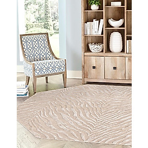 Unique Loom Finsbury Collection Area Rug - Meghan (7' 10" Octagon, Ivory Beige)