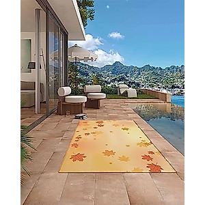Thanksgiving Outdoor Rug, Large Floor Mat Day Dreamlike Maple Leaf Non Slip Area Rug Rubber Backing Quick Dry Clearance Carpet for Camping Rugs, Patio, Garden, Lawn, Deck, Porch, 6' x 9'