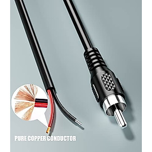BERLAT RCA to Speaker Wire Adapter, Speaker Bare Wire Cables to RCA Plugs Adapter Repair Speaker Cord for Speakers Amplifier Audio Video AV Receivers （2 Pack 20AWG 6.6 ft）