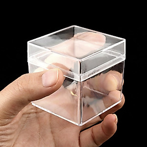 MUKLEI 45 Pack Plastic Square Cube, 2 × 2 × 2 Inches Clear Candy Cubes with Separate Lid, Mini Clear Container for Cosmetics, Bead, Makeup, Jewelry, Candy, Party Favor