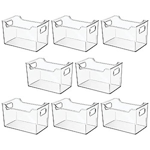 mDesign Deep Plastic Storage Organizer Bin, Craft Room Organization for Classroom, Studio, Shelves, and Closet - Storage for Sewing, Art Supplies, Yarn, and Tools - Ligne Collection - 8 Pack - Clear