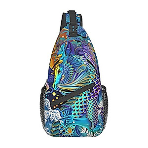 Dragon Pattern Sling Backpack,Travel Hiking Daypack Chest Bag Shoulder Daypack Crossbody Bags For Women Men