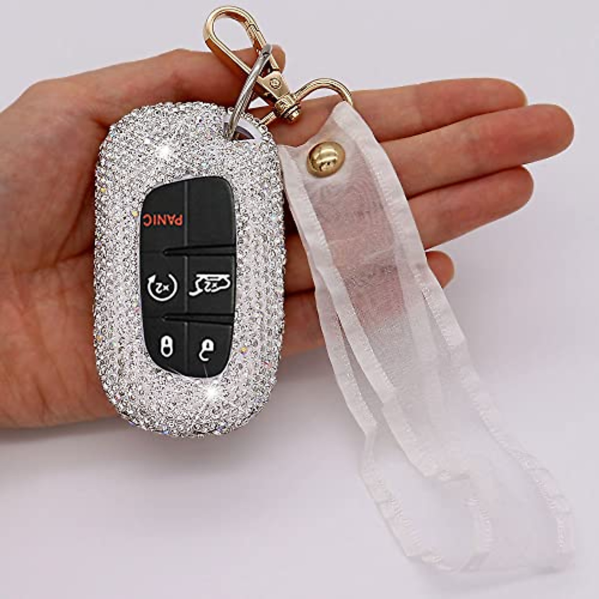 Ornater Key Fob Cover Compatible with Dodge Challenger Charger Durango Journey Jeep Grand Cherokee Renegade Chrysler 200 300,unisex-adult (A, Silver)